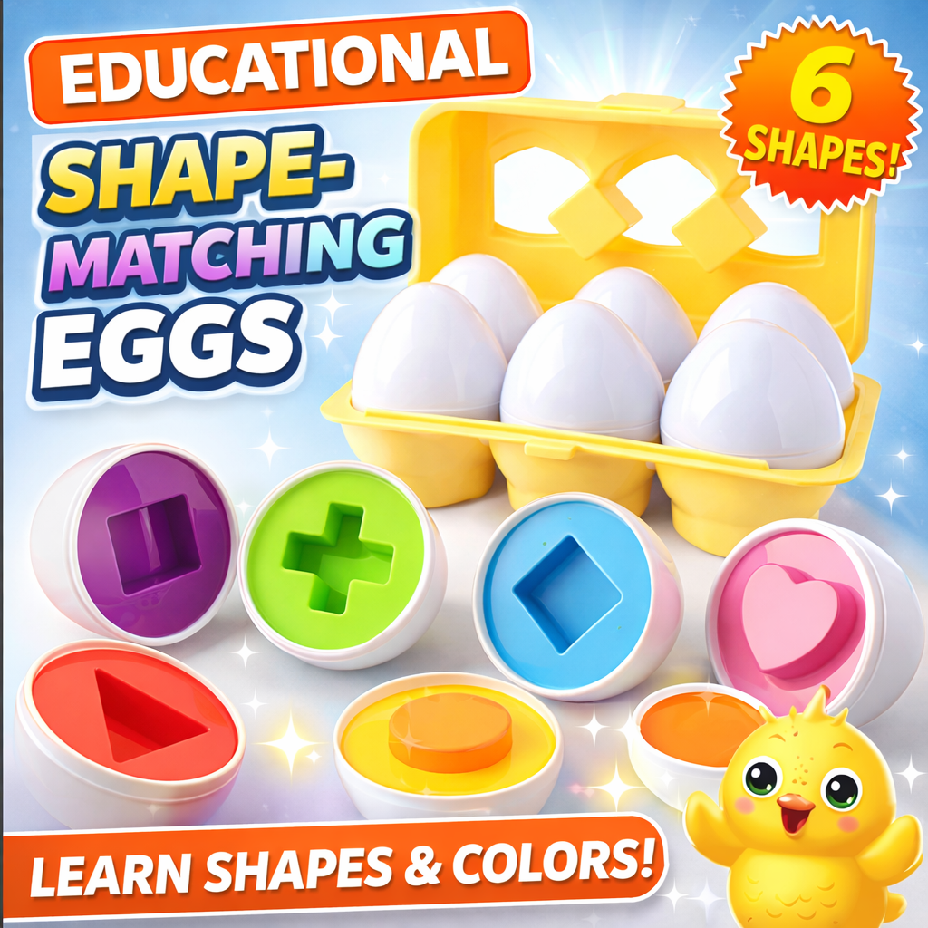 Educational Shape Matching Eggs – 6 Shapes Learning Set for Toddlers ...