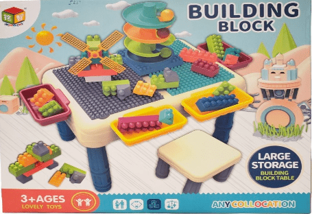 Play & Store Blocks Building Table with Blocks included - Kids Table for Creative Fun – Planet ...